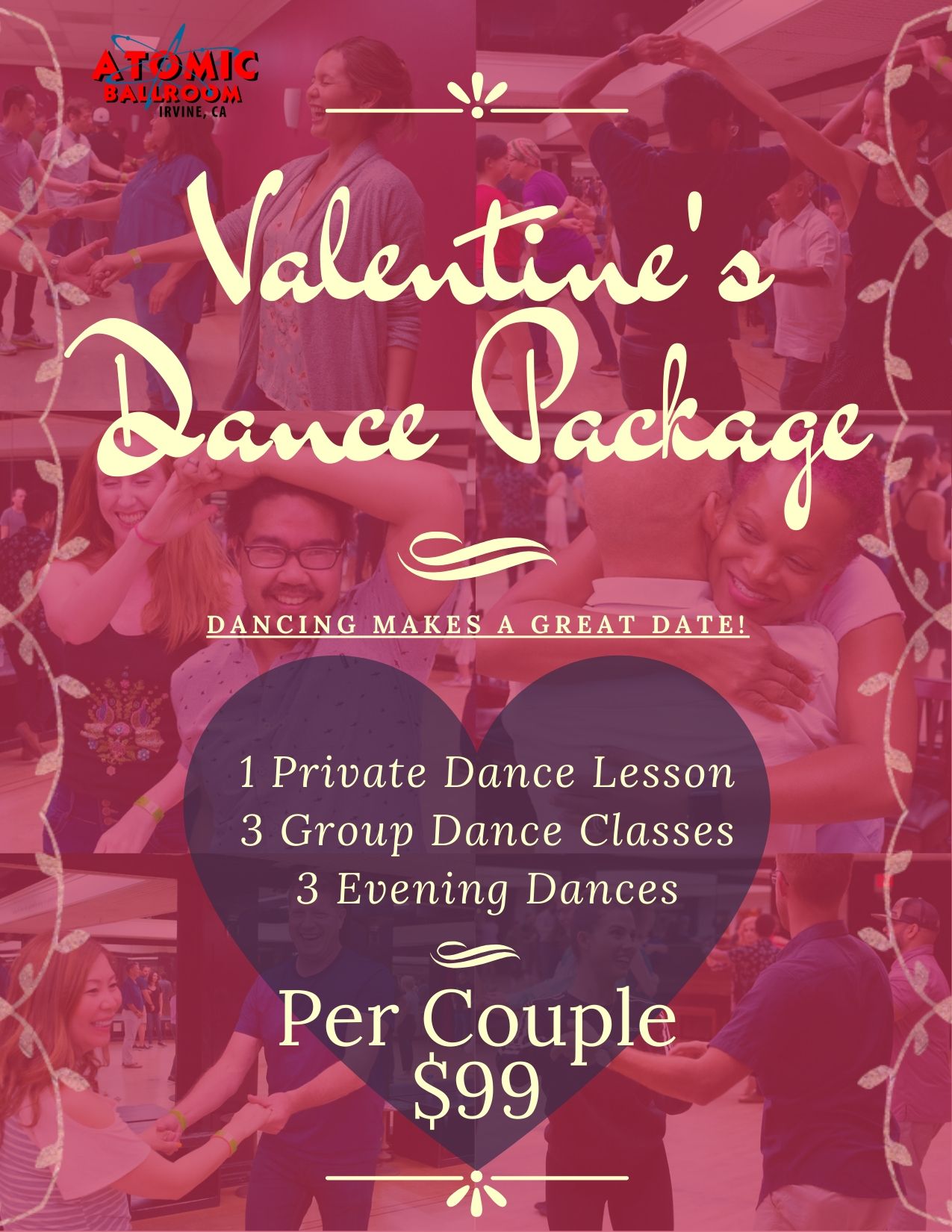 Valentine’s Dance Package | ATOMIC Ballroom | Irvine, CA in Orange ...